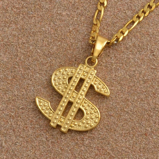 Money sign necklace, dollar sign necklace– Lavishluxxshop