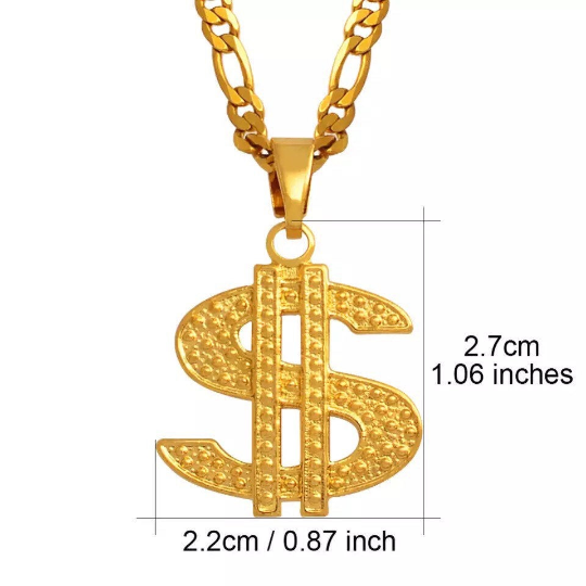 Money sign necklace, dollar sign necklace– Lavishluxxshop