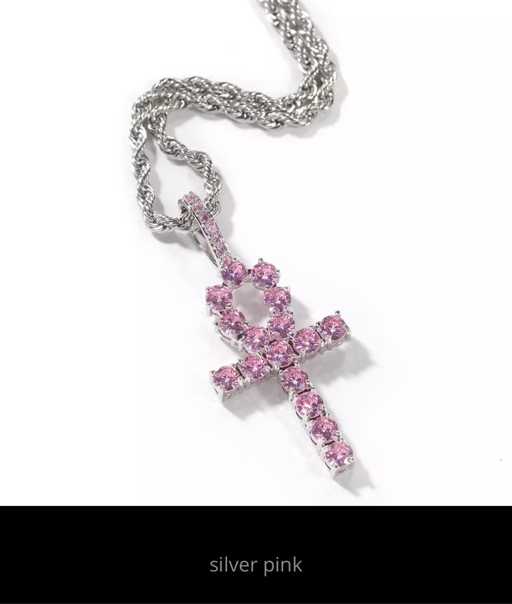 Pink ankh necklace , iced bling pink ankh chiker , pink ankh bling pen ...