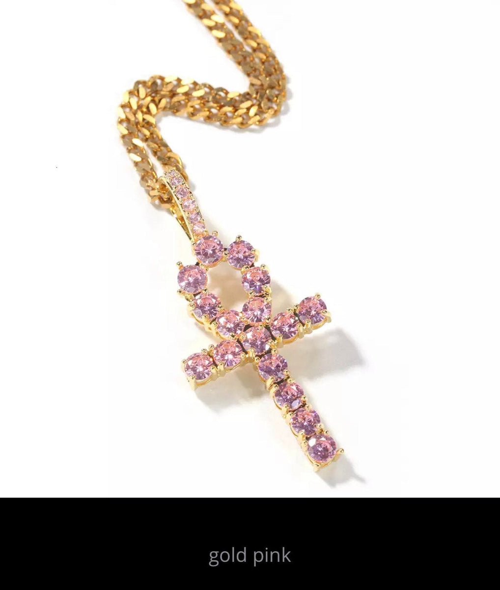 Pink ankh necklace , iced bling pink ankh chiker , pink ankh bling pen ...